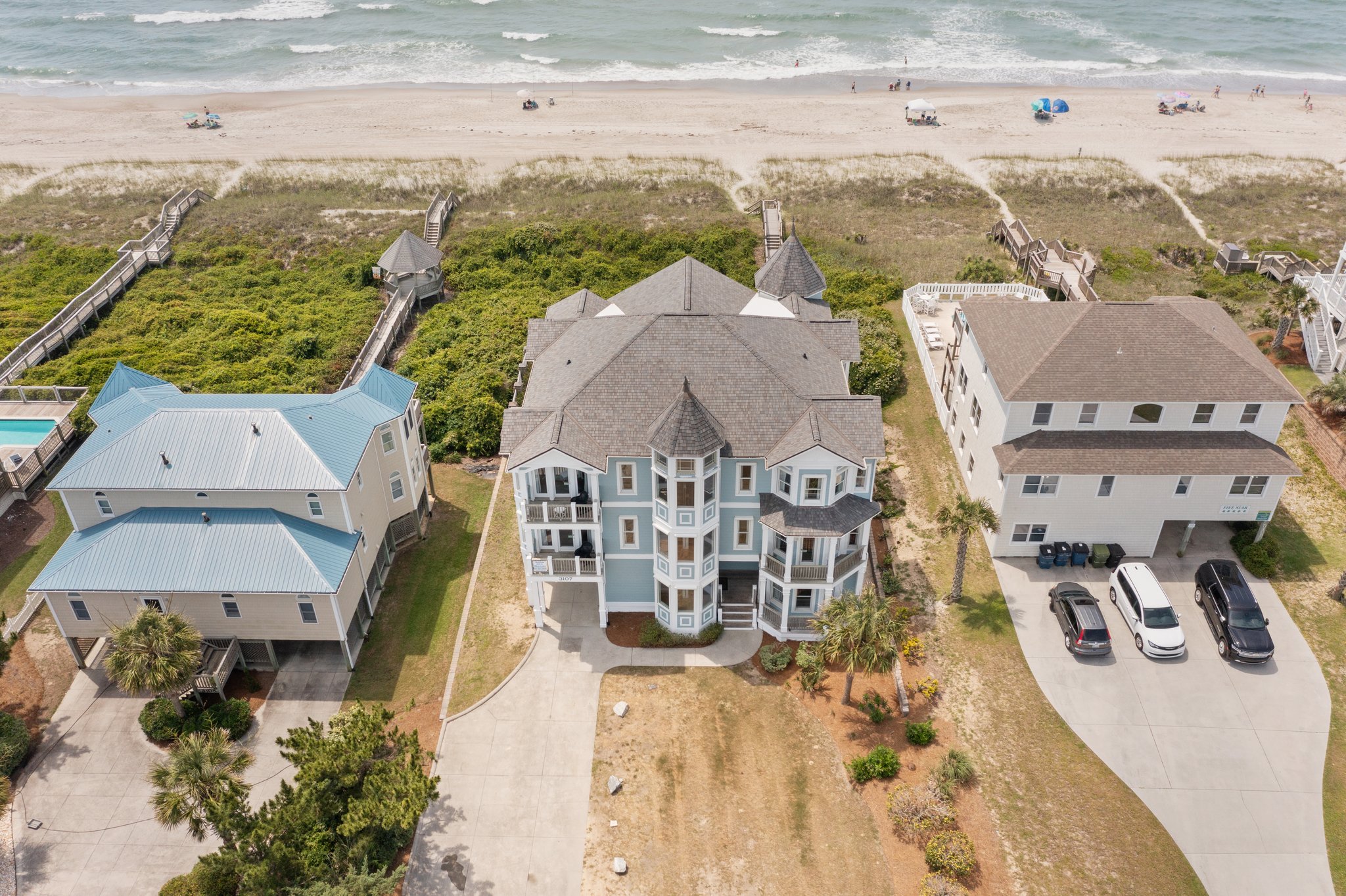 Oceanfront Castle Emerald Isle Movie Theater Pool House with a Pool ...