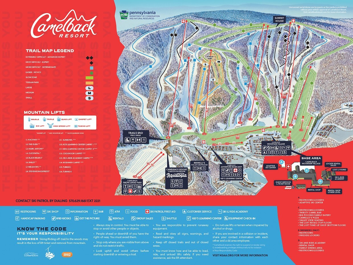 Camelback Resort Map | Poconos, Tannersville PA