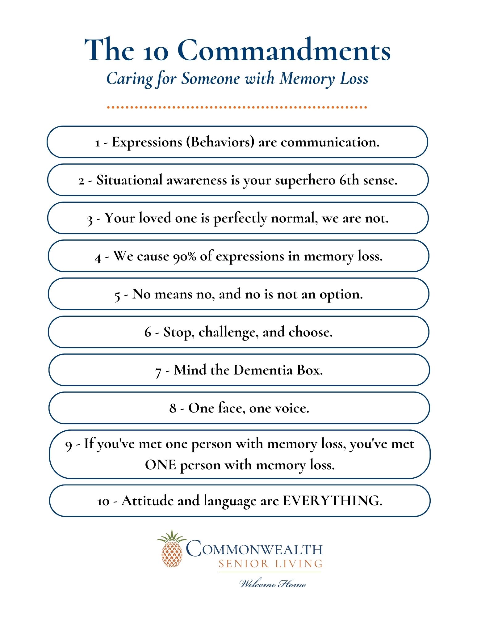 The 10 Commandments: Caring for Someone with Memory Loss