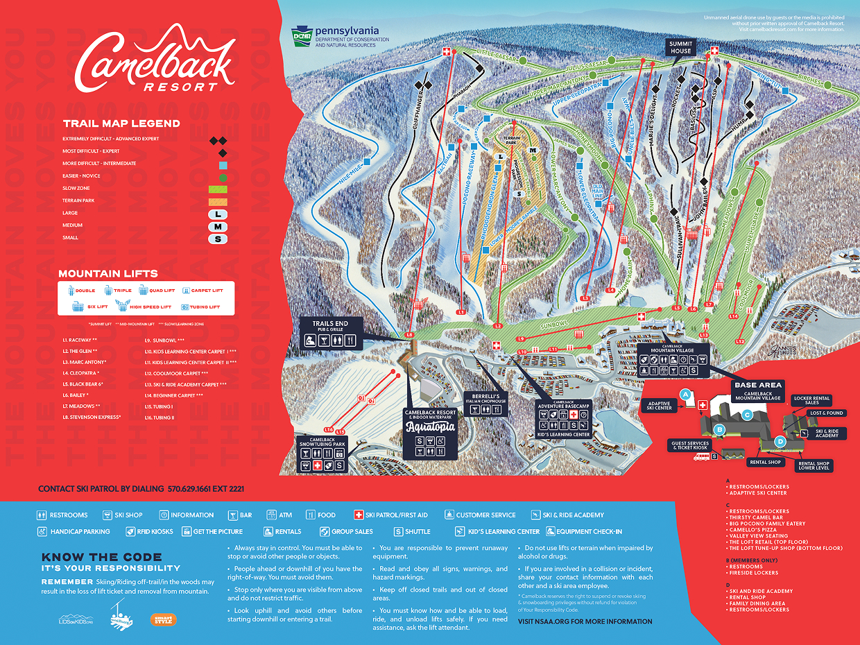 Poconos Ski Trail Map | Camelback Resort