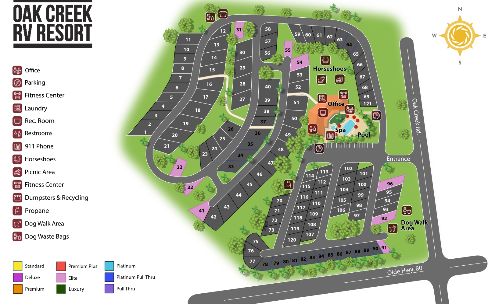 Resort Map - Oak Creek RV Resort