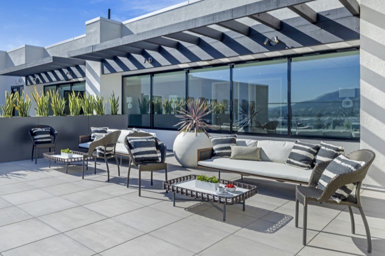 Features of Cambria Hotel Burbank Airport's Rooftop Terrace